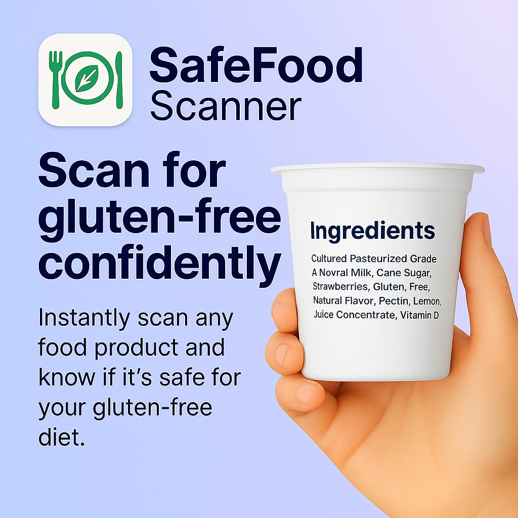 SafeFood Scanner - AI Food Label Scanner for Celiac Disease & Lactose Free